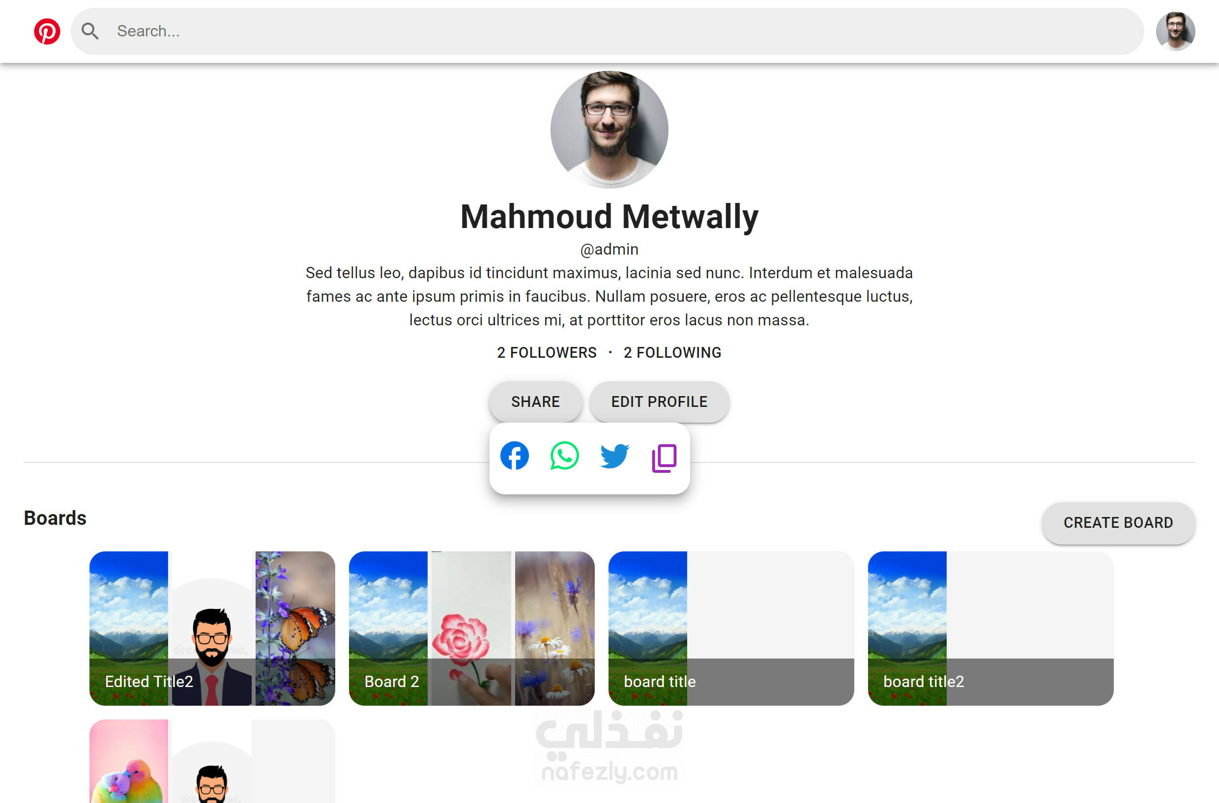 Pinterest Clone | نفذلي