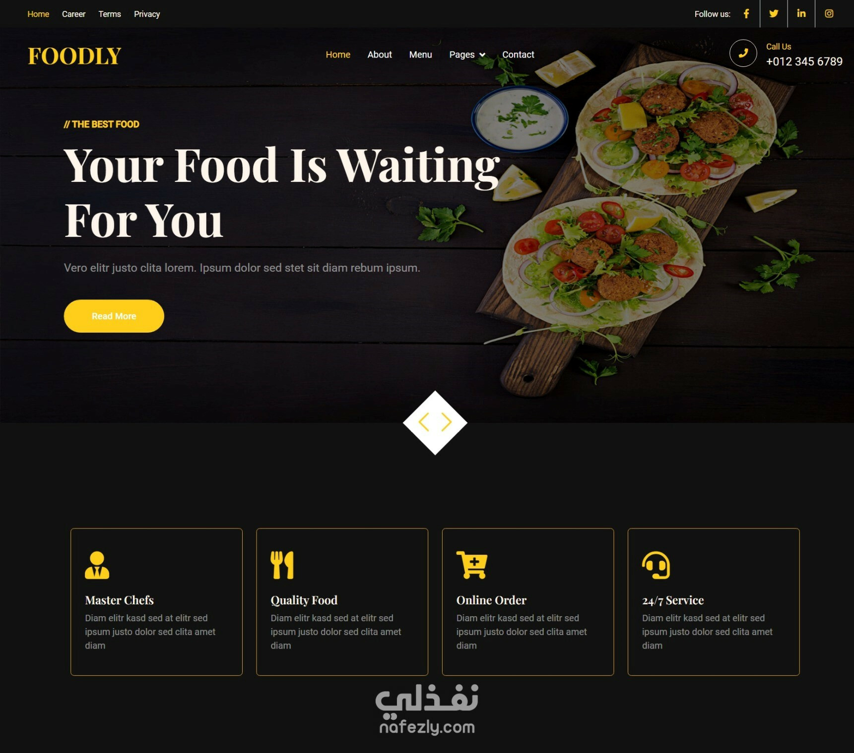 Foodly Website Template | نفذلي