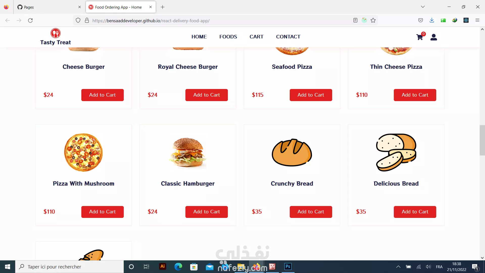 responsive react delivery food | نفذلي