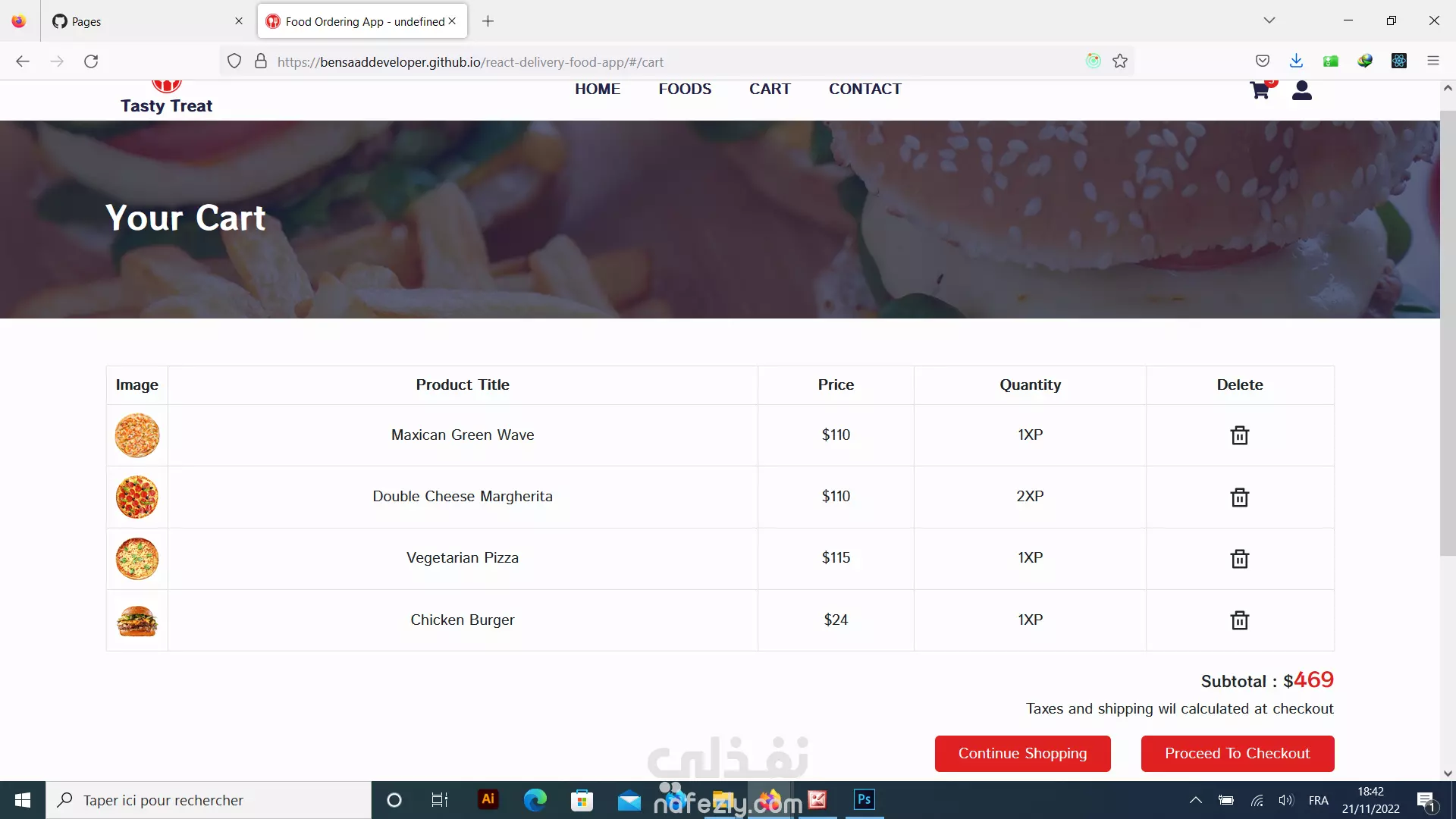 responsive react delivery food | نفذلي