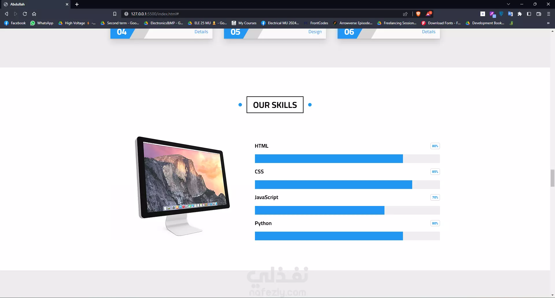 تطوير صفحة هبوط من ملف Psd باستخام Html Css Bootstrap Javascript الصفحة متجاوبة مع كل الشاشات