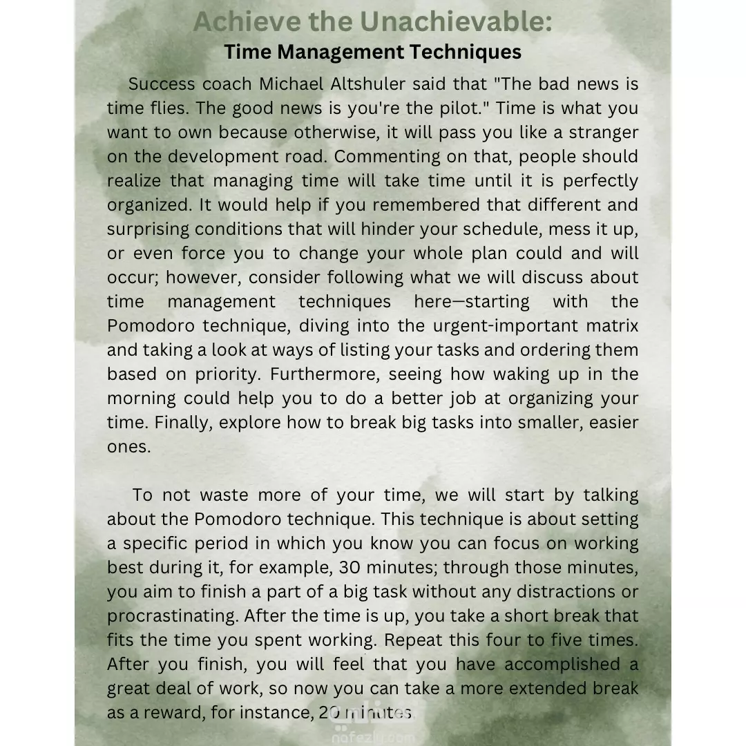Achieve the Unachievable: Time Management Technique | نفذلي